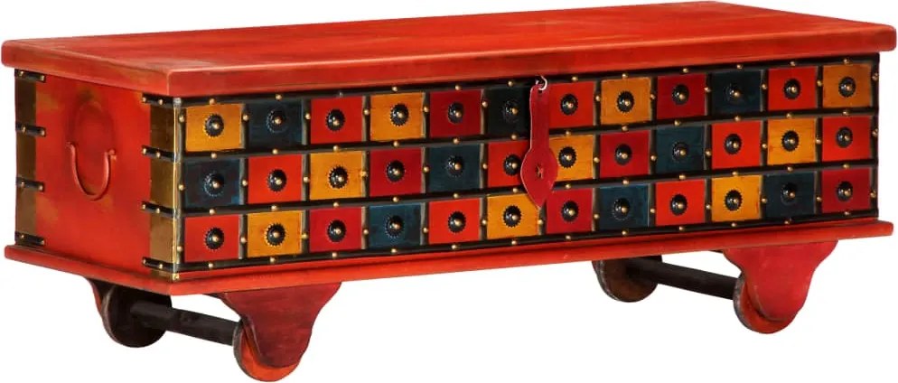 Úložný box červený 110 x 40 x 40 cm masivní akáciové dřevo 247669