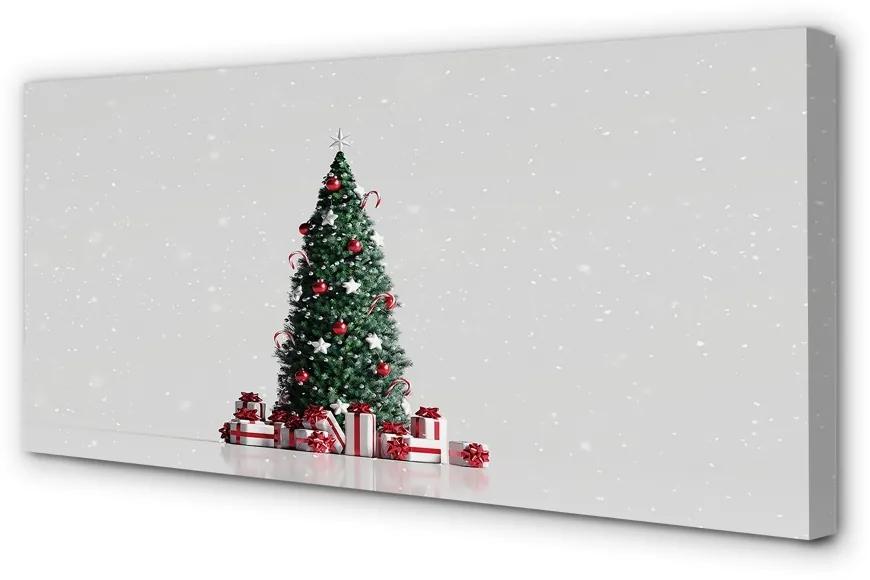 Obrazy na plátně Ozdoby na vánoční stromeček dárky 140x70 cm