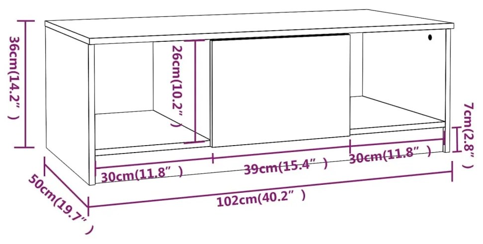 Konferenční stolek kouřový dub 102x50x36 cm kompozitní dřevo - Default Title