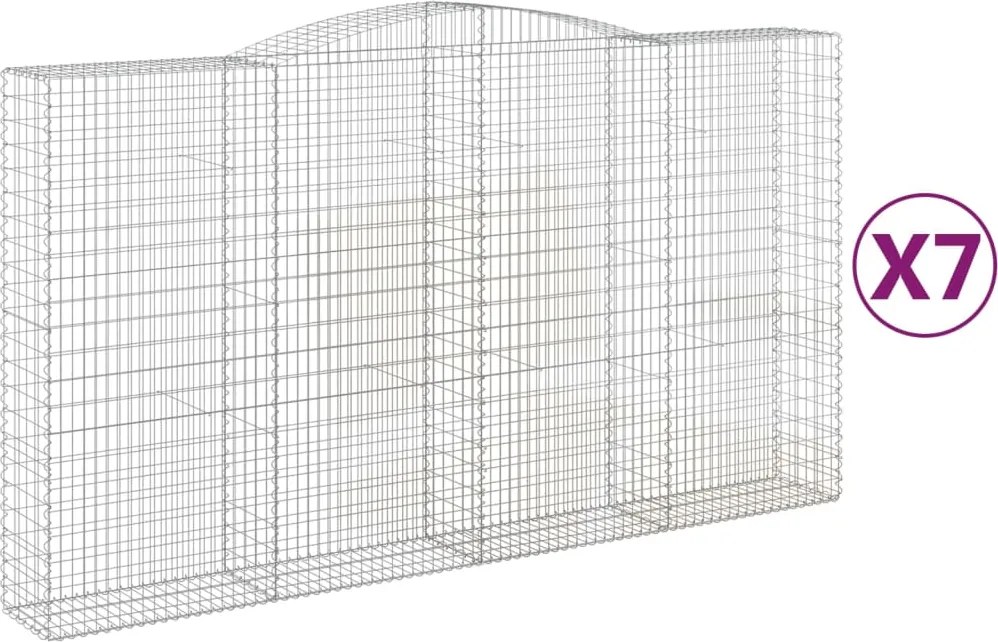 Klenuté gabionové koše 7 ks 400x50x220/240cm pozinkované železo 3147079