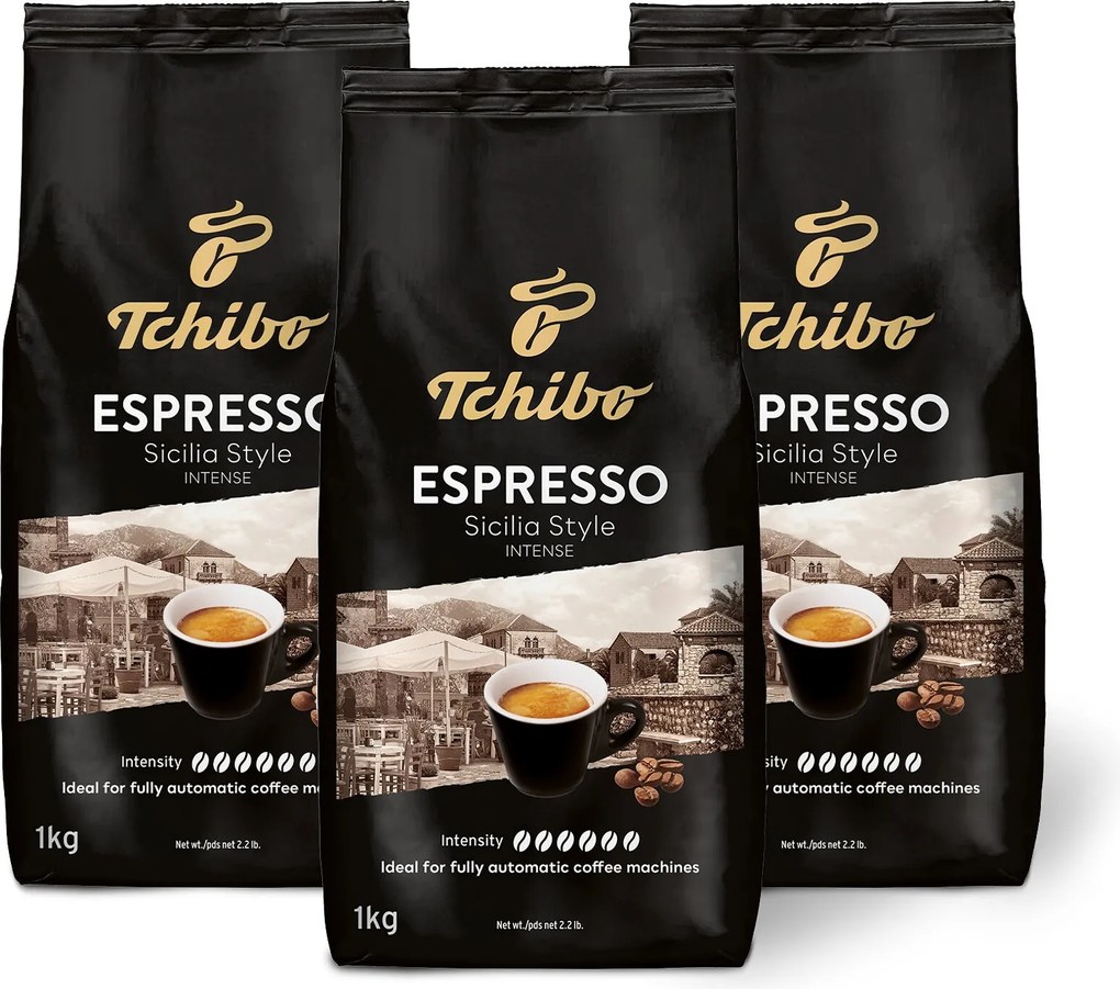Tchibo Espresso Sicilia Style - 3x 1 kg zrnkové kávy - Intenzita: 6/6