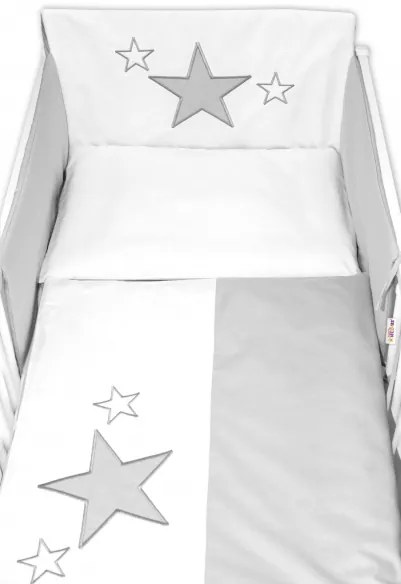 Baby Nellys Mantinel s povlečením Baby Stars - šedý Velikost povlečení: 120x90