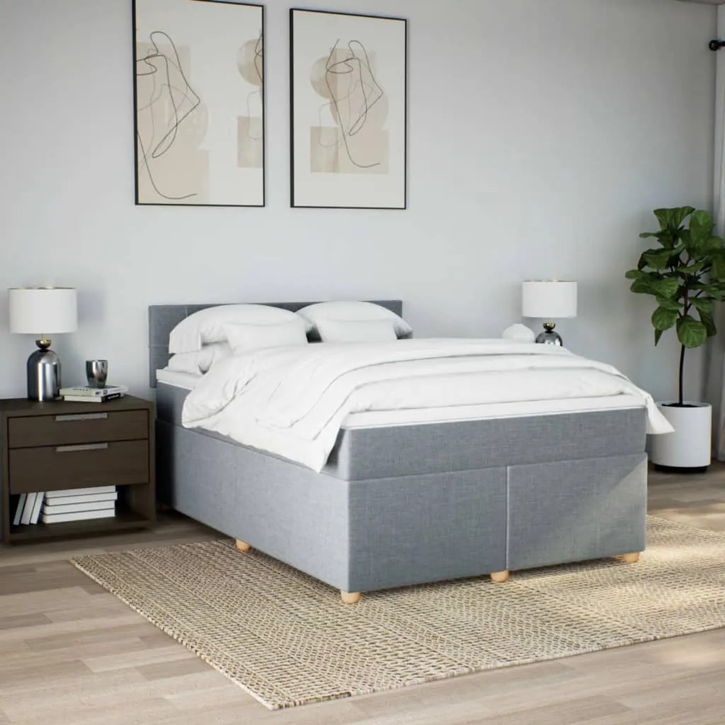 Box spring postel s matrací světle šedá 140 x 190 cm textil 3288975