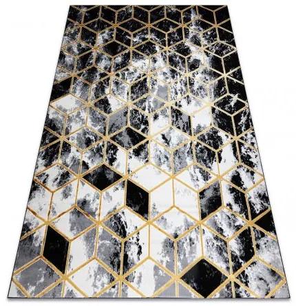 Dywany Luszczow Kusový koberec 3D GLOSS 409A 82 Krychle černý / zlato / šedá Rozměr koberce: 80 x 150 cm