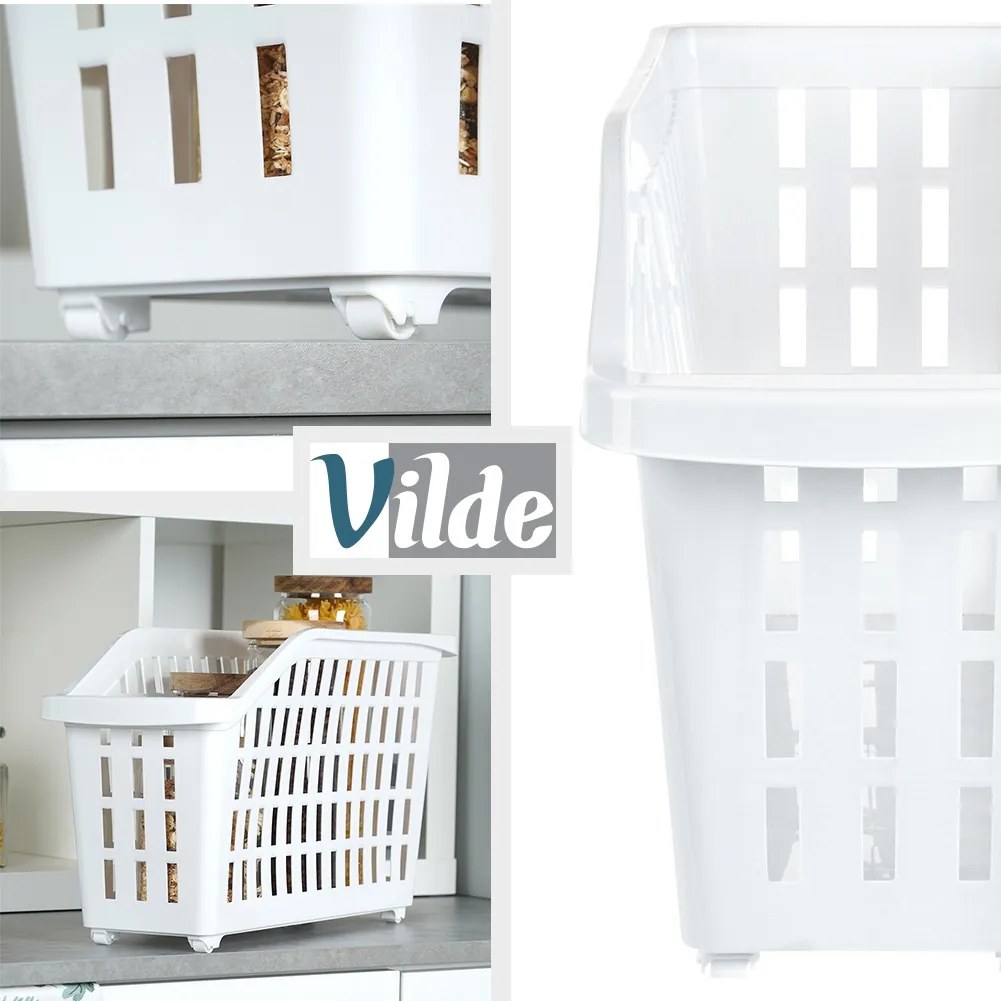 VILDE Úložný box, s kolečky, atypicky úzký, bílý, Vila, 13l, 46 x 18 x 26 cm