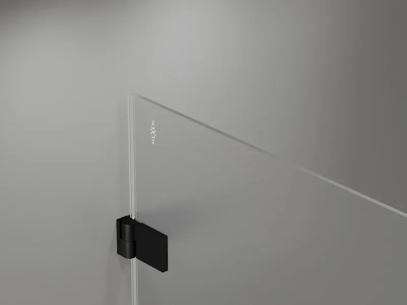 Mexen Lunar-B, Otočné pravé sprchové dveře 115 cm, čiré sklo, černý profil, 832S-115-050-70-00-P