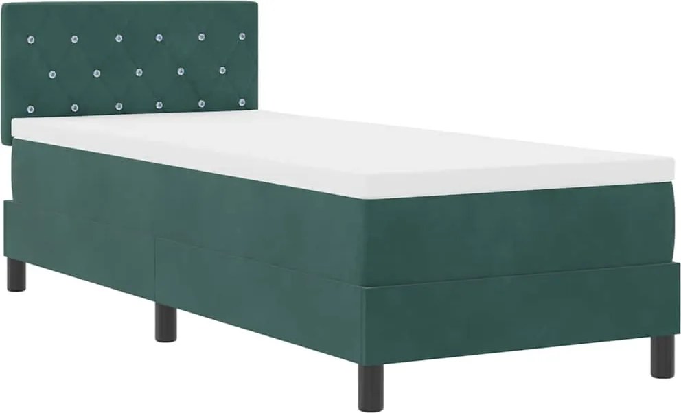 Postel s boxspringem s matrací Tmavě zelená 80 x 200 cm samet 3339071