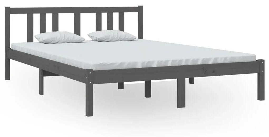 814886 vidaXL Rám postele šedý masivní dřevo 140 x 200 cm