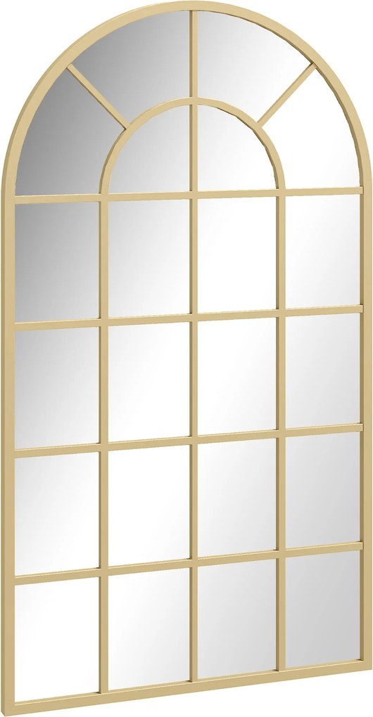 HOMCOM Nástěnné zrcadlo - Zrcadlo do šatny 110 x 65 cm Dekorativní zrcadlo s kovovým rámem Zavěšené zrcadlo do obývacího pokoje pro ložnici Zlaté | Ao