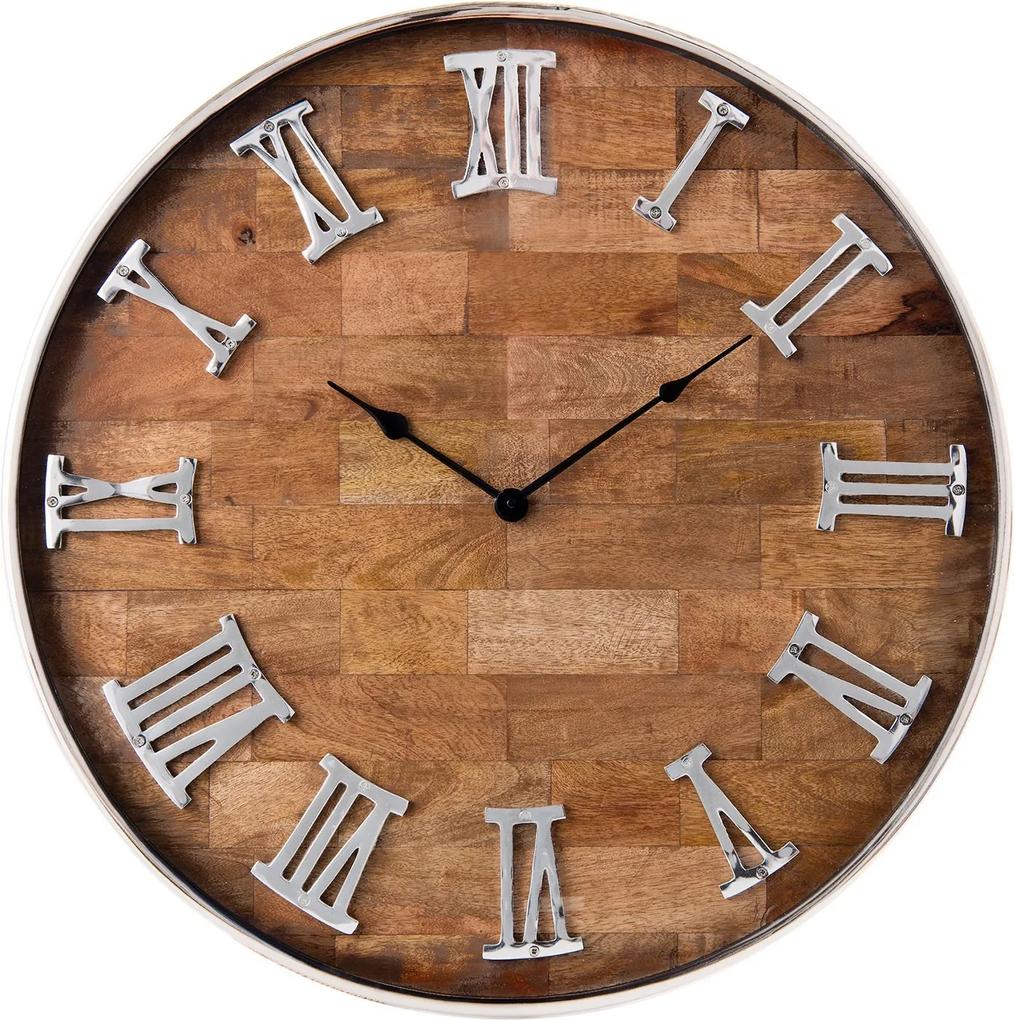 Dřevěné hodiny s římskými číslicemi - Ø 60*5 cm / 1*AA