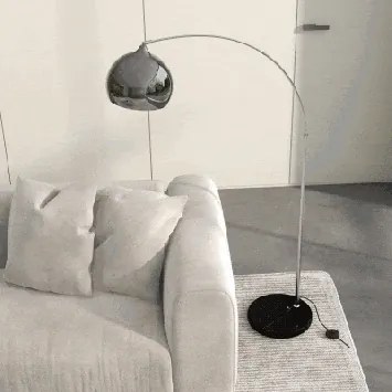 HOMCOM Stojací lampa, 40 W, 100-115L x 30W x 170-180H cm, výškově nastavitelná, otočná, oblouková lampa s žárovkou, patice E27, stříbrná