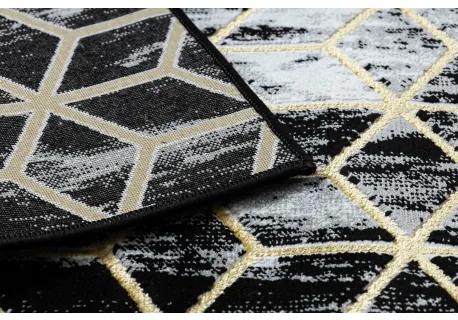 Dywany Luszczow Kusový koberec, Běhoun GLOSS moderni 409A 82 Krychle černý / šedá / zlato Rozměr koberce: 60 x 250 cm