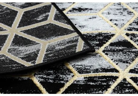Dywany Luszczow Kusový koberec, Běhoun GLOSS moderni 409A 82 Krychle černý / šedá / zlato Rozměr koberce: 70 x 250 cm