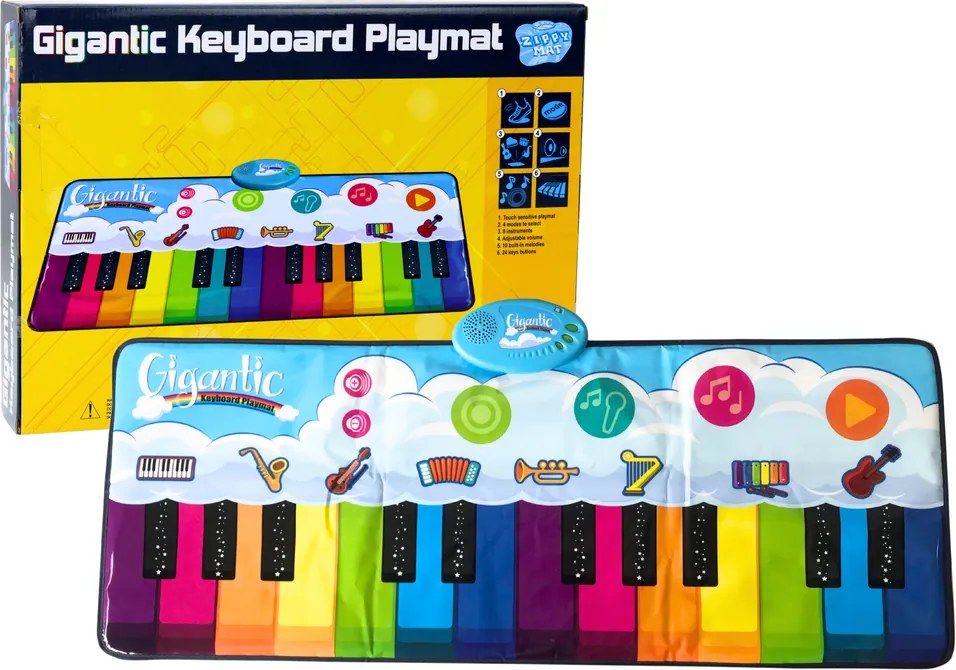 LEAN Toys Vzdělávací taneční podložka duhové piano s nástroji 10 melodií