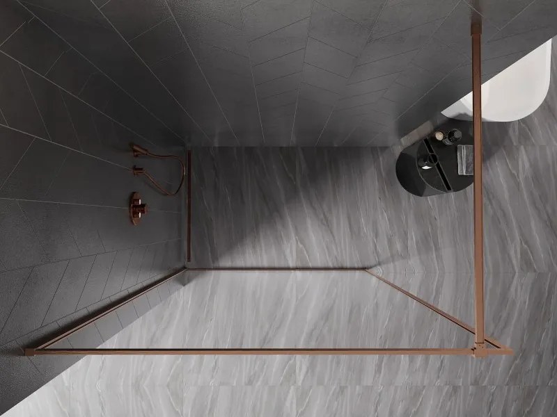 Mexen Kioto-XF sprchová stěna Walk-in s rámem 60 x 202 cm, transparentní 10 mm, kartáčovaná měď - 800-060-104-65-00-X