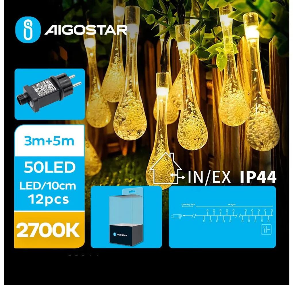 Aigostar B.V. | Aigostar - LED Venkovní dekorační řetěz 50xLED/8 funkcí 8m IP44 teplá bílá | AI0471