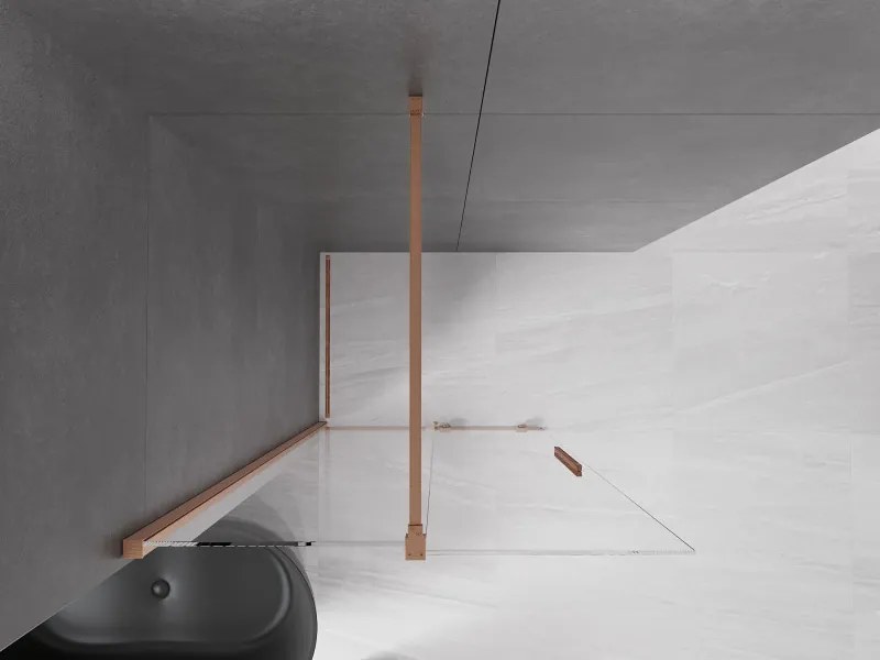 Mexen Velar, posuvné dveře do otvoru typ Walk-In 120 cm, 8mm čiré sklo, měděná matná, 871-120-000-03-65