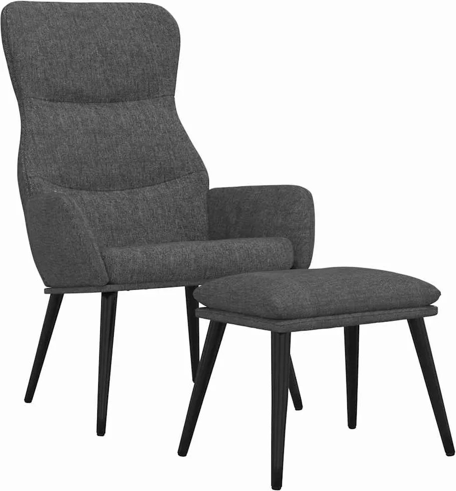 Relaxační křeslo se stoličkou tmavě šedé textil 3097430
