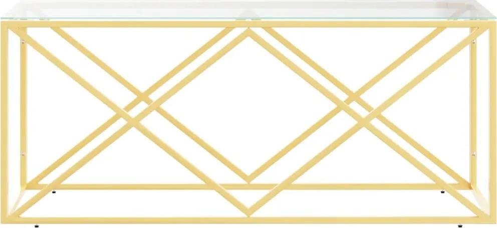 vidaXL Konferenční stolek 110 x 45 x 45 cm nerezová ocel a sklo [349962] Barva: zlatá