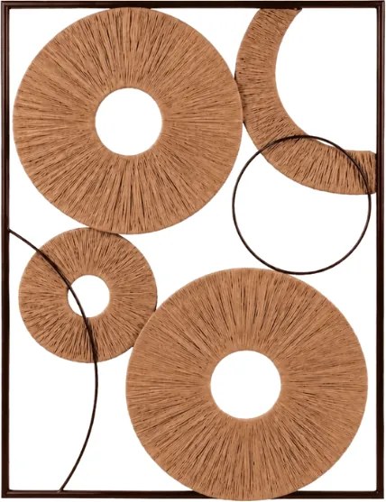 Sada 2 ks nástěnné dekorace CIRCLES kov 48x68 cm, hnědá