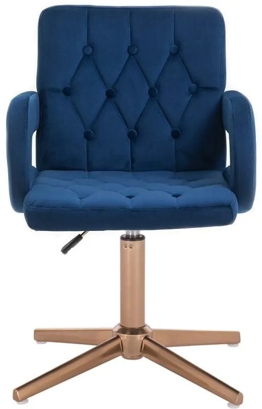 LuxuryForm Židle BOSTON VELUR na zlatém kříži - modrá