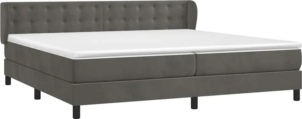 Box spring postel s matrací tmavě šedá 200x200 cm samet 3127752