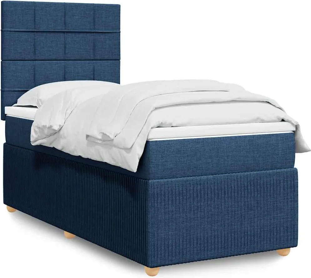 Box spring postel s matrací modrá 80x200 cm textil 3291889