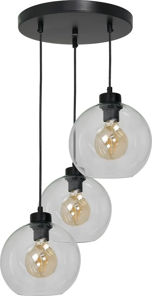 Závěsné svítidlo Sofia, 3x transparentní skleněné stínítko, b, o