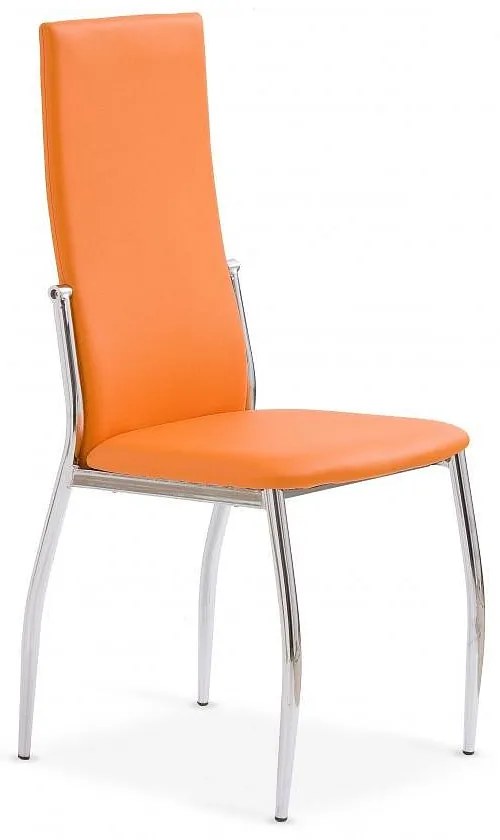 Jídelní židle Delila 3 - oranžová, chromovaná ocel + ekokůže, oranžová