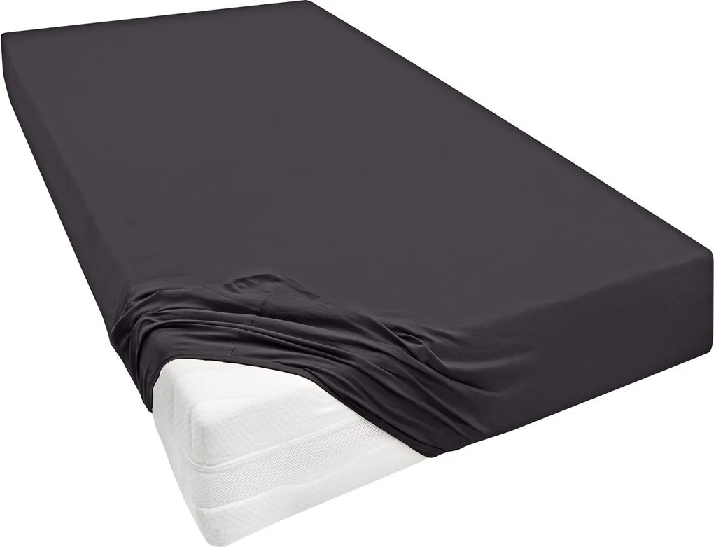 Biberna Napínací prostěradlo Jersey-Elasthan, výška rohu 25 - 35 cm. (antracitová, 90–100 x 200–220 cm)