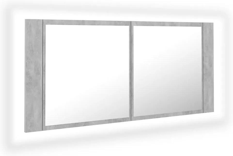 vidaXL Marketos LED koupelnová skříňka se zrcadlem betonově šedá 100x12x45 cm