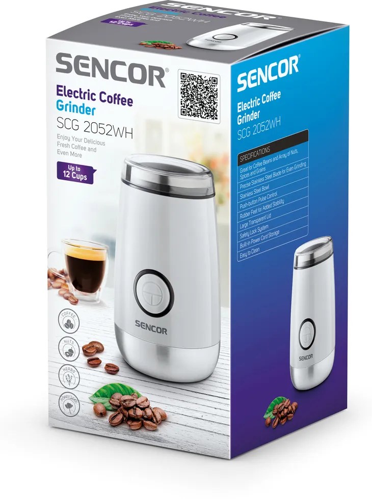 Elektrický mlýnek na zrnkovou kávu Sencor SCG 2052WH Varianty k dispozici:: Nové zboží,horší kartonový obal ,záruka 24 měsíců