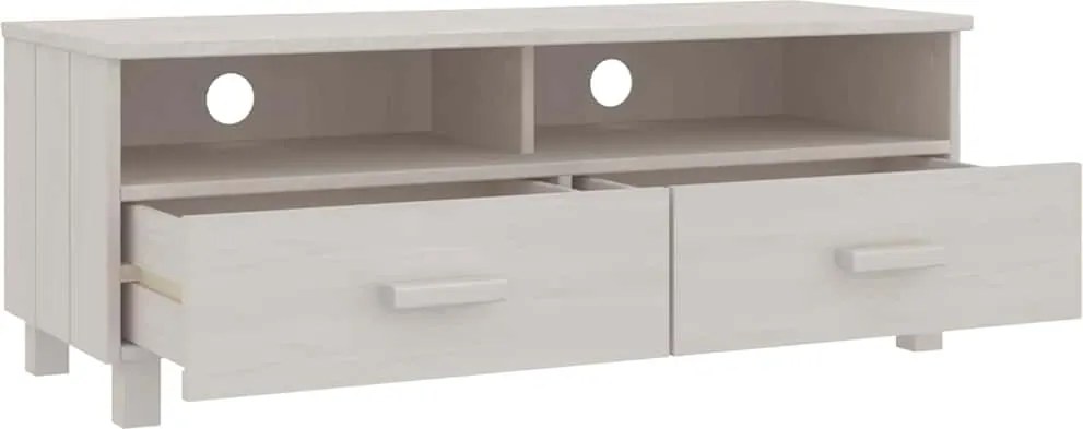 TV stolek HAMAR bílý 106 x 40 x 40 cm masivní borovice 340469