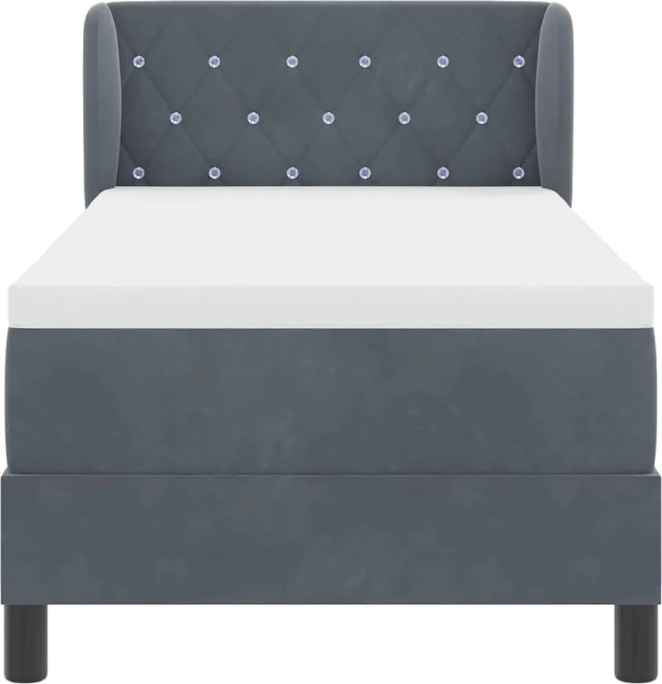Postel s boxspringem s čelo Tmavě šedá 80 x 200 cm samet 3340305