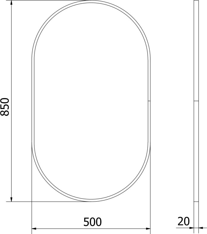 Mexen Loft, oválné koupelnové zrcadlo 85 x 50 cm, barva rámu zlatá lesklá, 9851-085-050-000-50