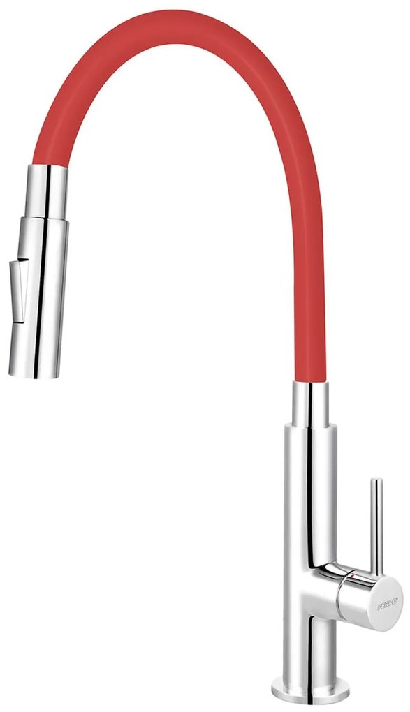 Novaservis Ferro - Dřezová baterie s flexibilním ramenem s přepínačem, červená/chrom 70730,0CV