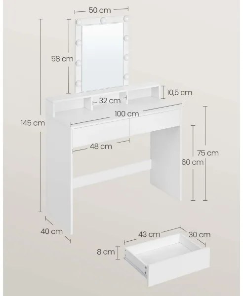 Toaletní stolek LADA bílá