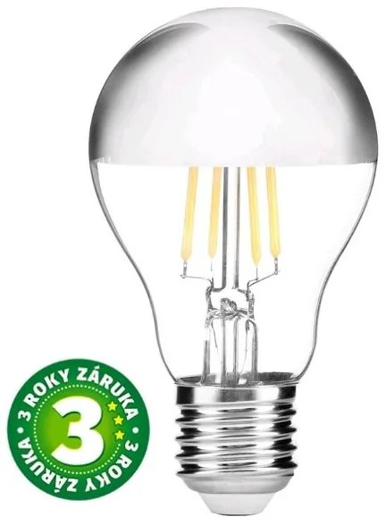 Prémiová retro LED žárovka E27 zrcadlová 7,5W 810lm teplá, filament, ekv. 60W, 3 roky