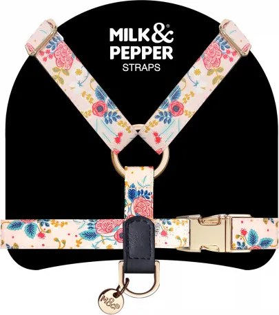 MILK&PEPPER Postroj pro psy Flora Fleuri Fond Rose Velikost: 35