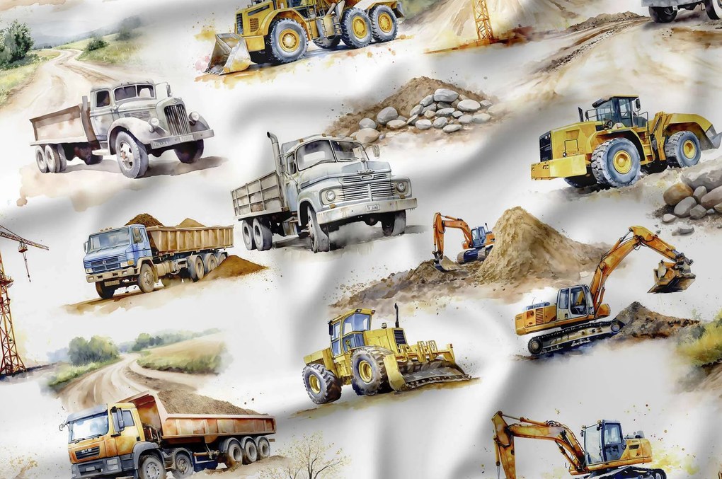 Bavlněné prodloužené povlečení Stavební stroje Velikost: 140 x 220 + 70 x 90