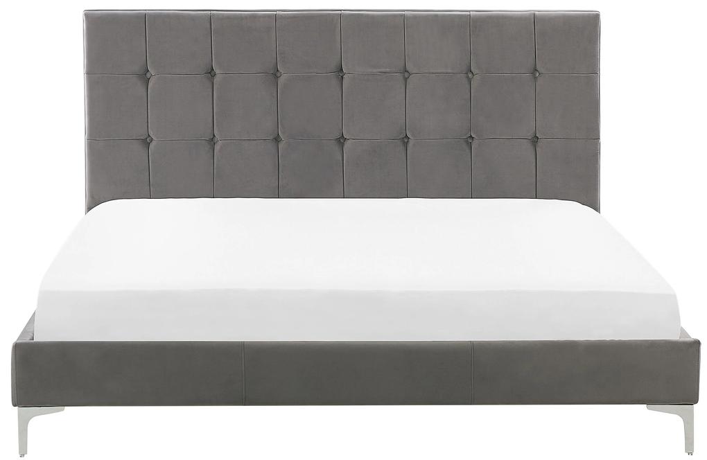 Sametová postel 140 x 200 cm šedá AMBERT Beliani