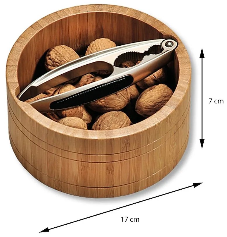 Dřevěná miska na ořechy s louskáčkem Nuts, 17x7 cm