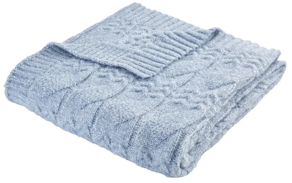 Modrá pletená deka 150x200 cm Cable Knit – Bianca