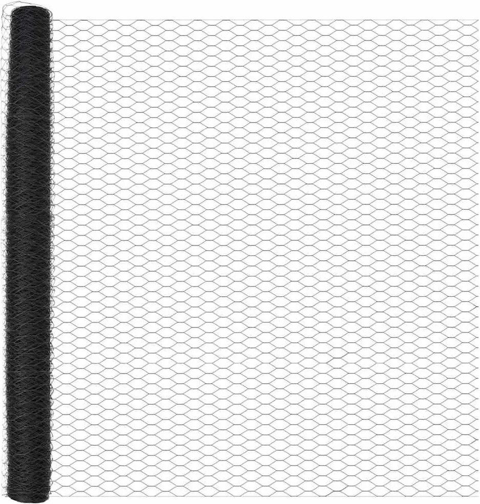 Hexagonální kotvení plotu 100 x 1,5 m Ocel potažená PVC Šedá 3352897