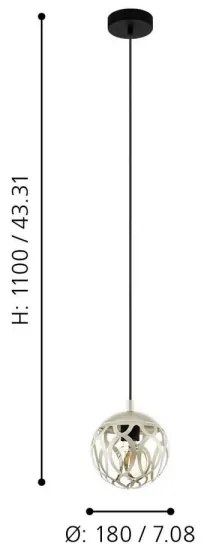 Eglo 99071 - Lustr na lanku MIRTAZZA 1xE27/60W/230V