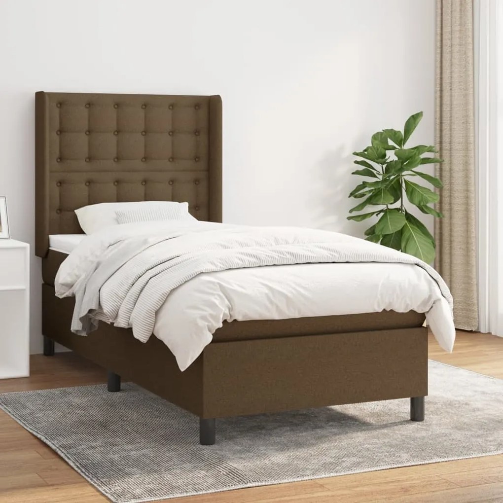 Box spring postel s matrací tmavě hnědá 100 x 200 cm textil 3131732