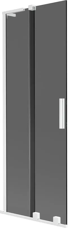 Mexen Velar L, 2-křídlová posuvná vanová zástěna 75 x 150 cm, 8mm šedé sklo, bílá matná, 896-075-003-41-20