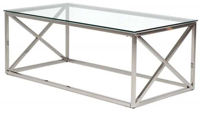 Hector Skleněný konferenční stolek Sophia 120 cm stříbrný/čiré sklo