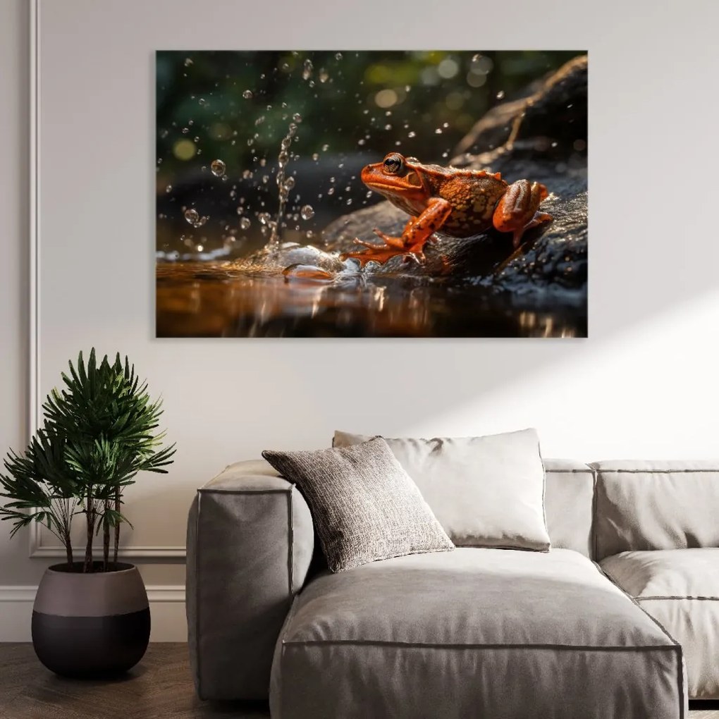 Obraz na plátně - Žába u vody FeelHappy.cz Velikost obrazu: 180 x 120 cm
