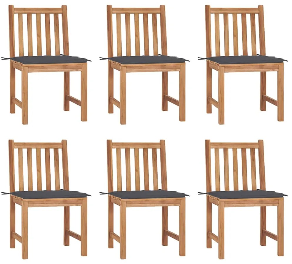 Zahradní židle 6 ks s poduškami masivní teak 3073115